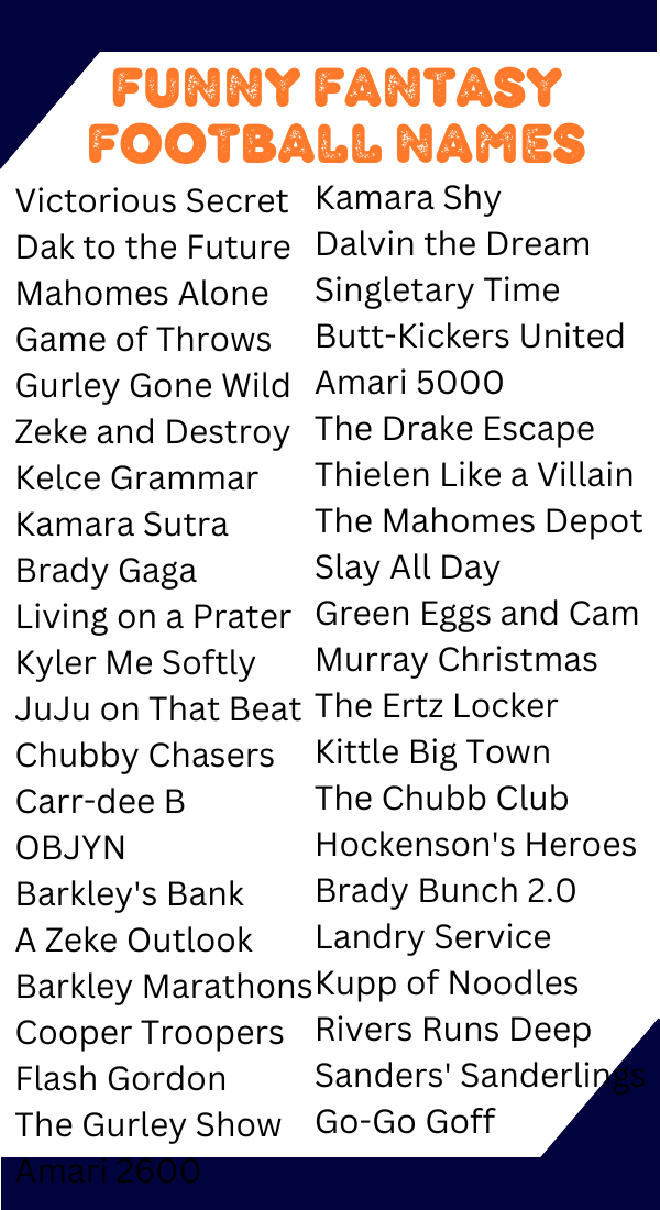 550 Funny Fantasy Football Names Unique Cool Hilarious 550 Funny Fantasy Football Names Unique Cool Hilarious