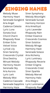 550+ singing names Unique Cool Swag Interesting & Creative