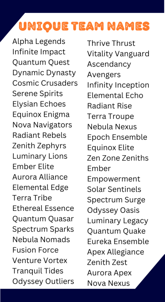 550+ Unique Team Names Cool Stylish Creative & Interesting