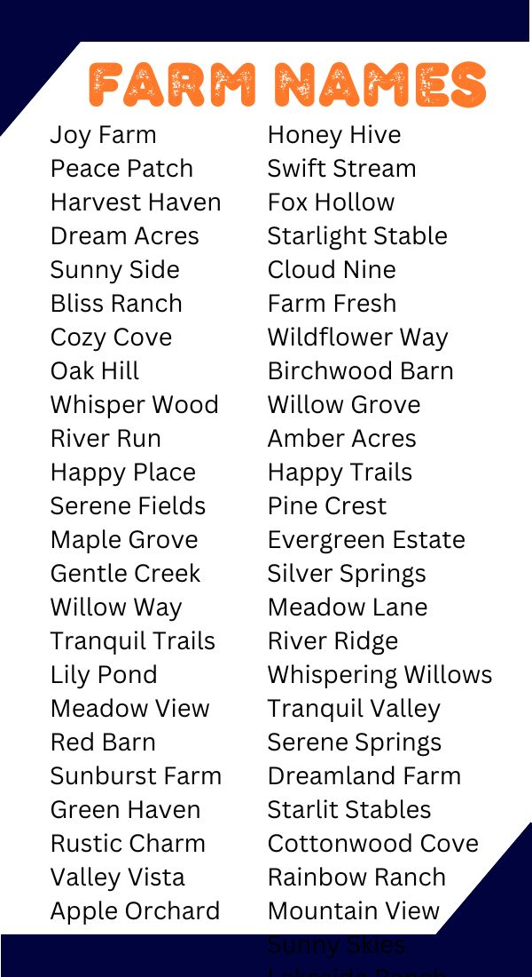 550 Farm Names Cool Unique Creative Interesting Catchy 550 Farm Names Cool Unique Creative Interesting Catchy