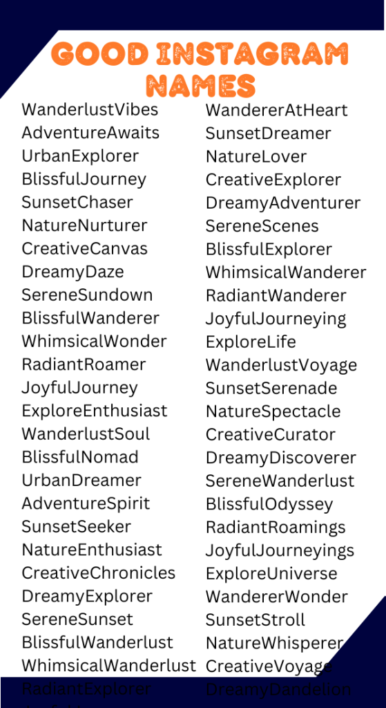 550 Good Instagram Names Unique Cool Stylish Creative