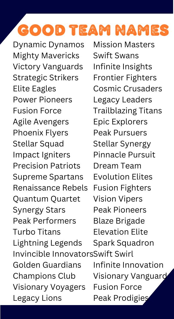 550 Good Team Names Cool Unique Stylish Creative Ideas 550 Good Team Names Cool Unique Stylish Creative Ideas
