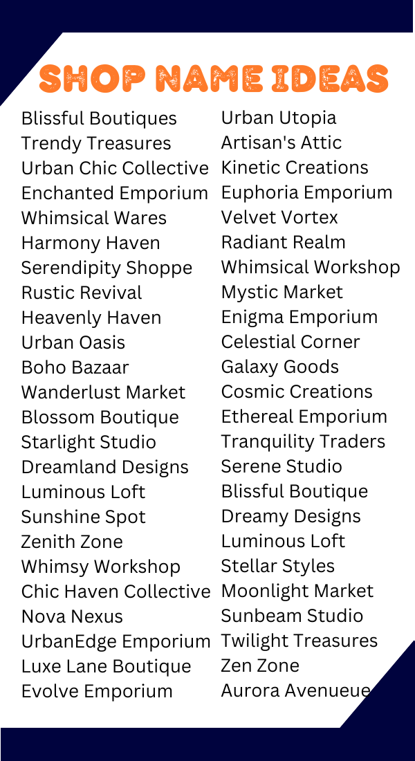 550+ Shop Name Ideas Unique Cool Professional & Creative