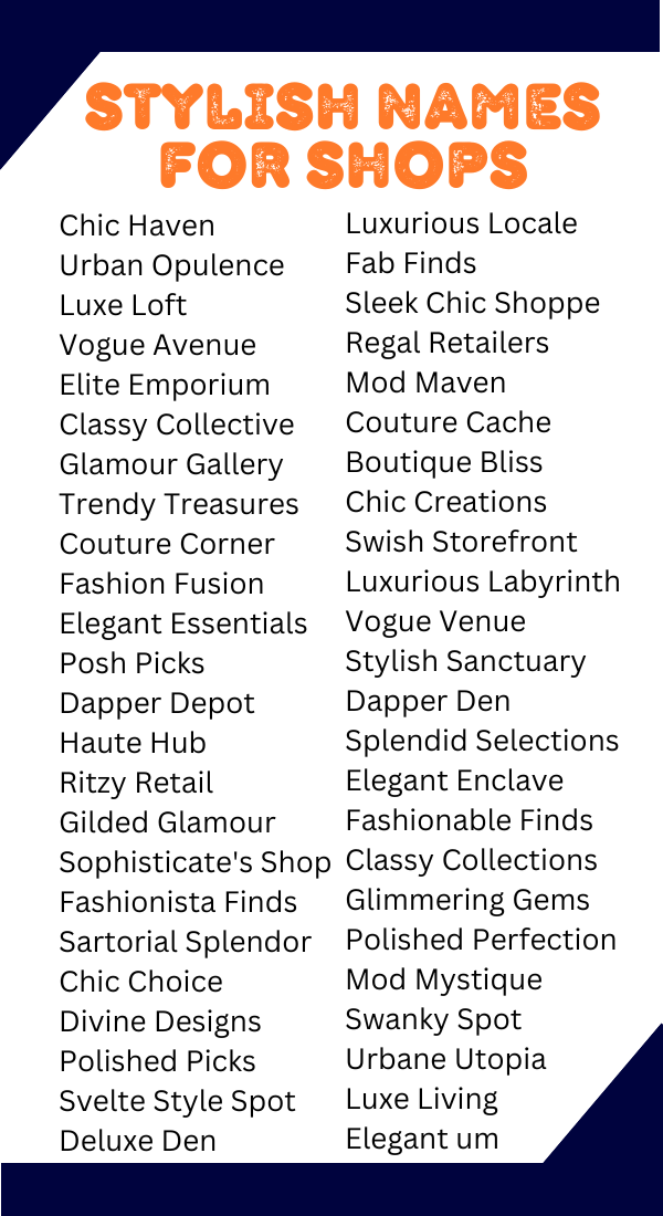 Chic Haven: Stylish Names For Shops to Make Your Brand Stand Out ...