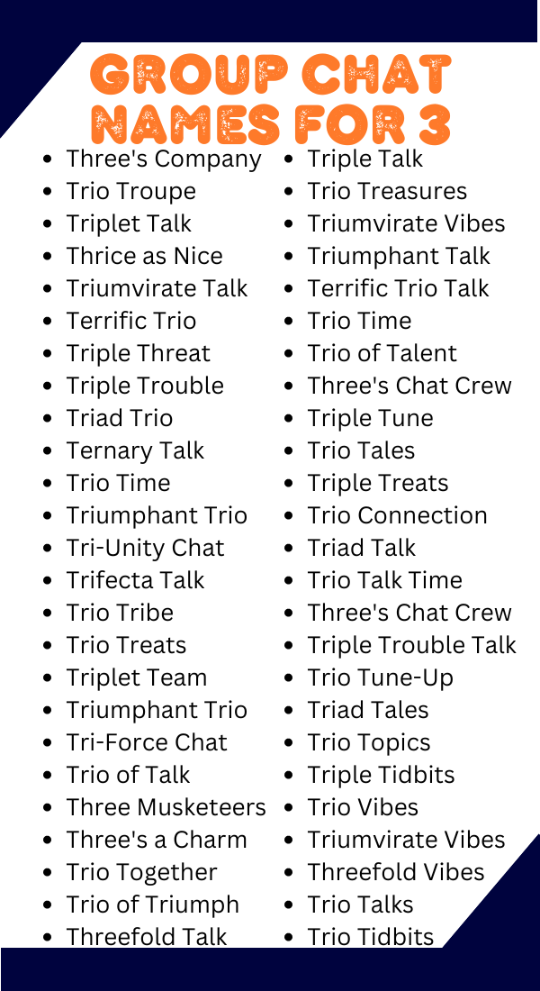 630+ Group Chat Names For 3 Funny Unique Creative & Cool