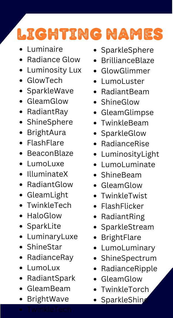 530+ Lighting Names Creative Unique Cool Funny Cute & Epic