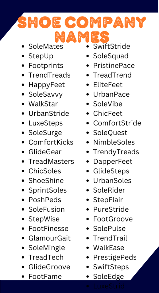 Fashionable Shoe Company Names Unique Ideas For Your Footwear Brand Fashionable Shoe Company Names Unique Ideas For Your Footwear Brand
