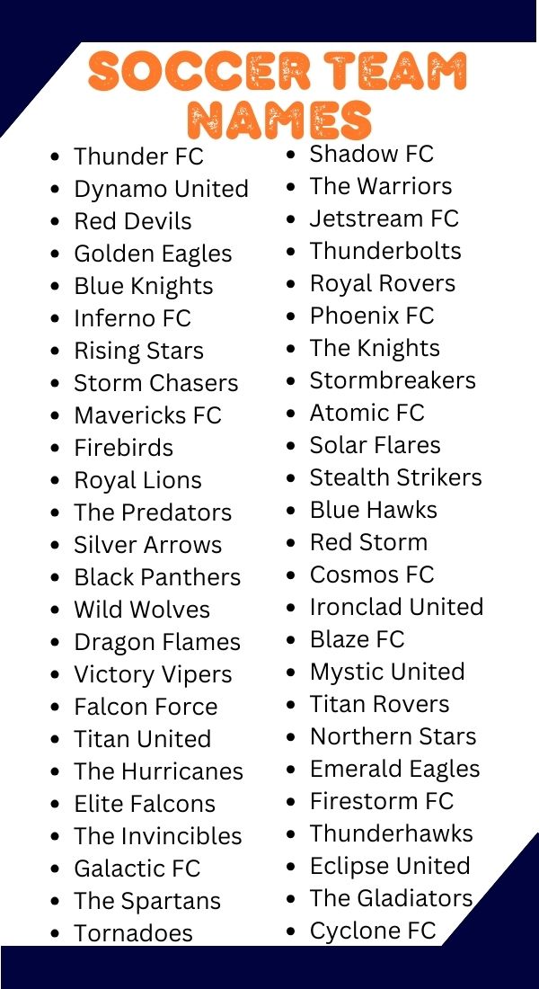 580 Soccer Team Names Unique Creative Stylish Cool Epic