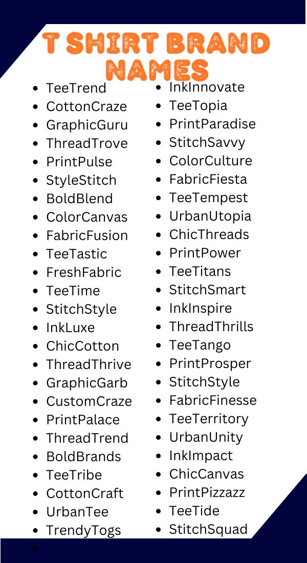 570 T Shirt Brand Names To Make Your Brands Unique Identity