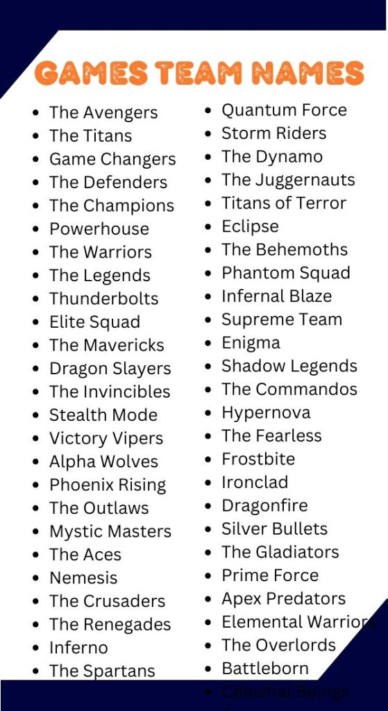 500 Team Names For Games Unique Creative Funny Cool