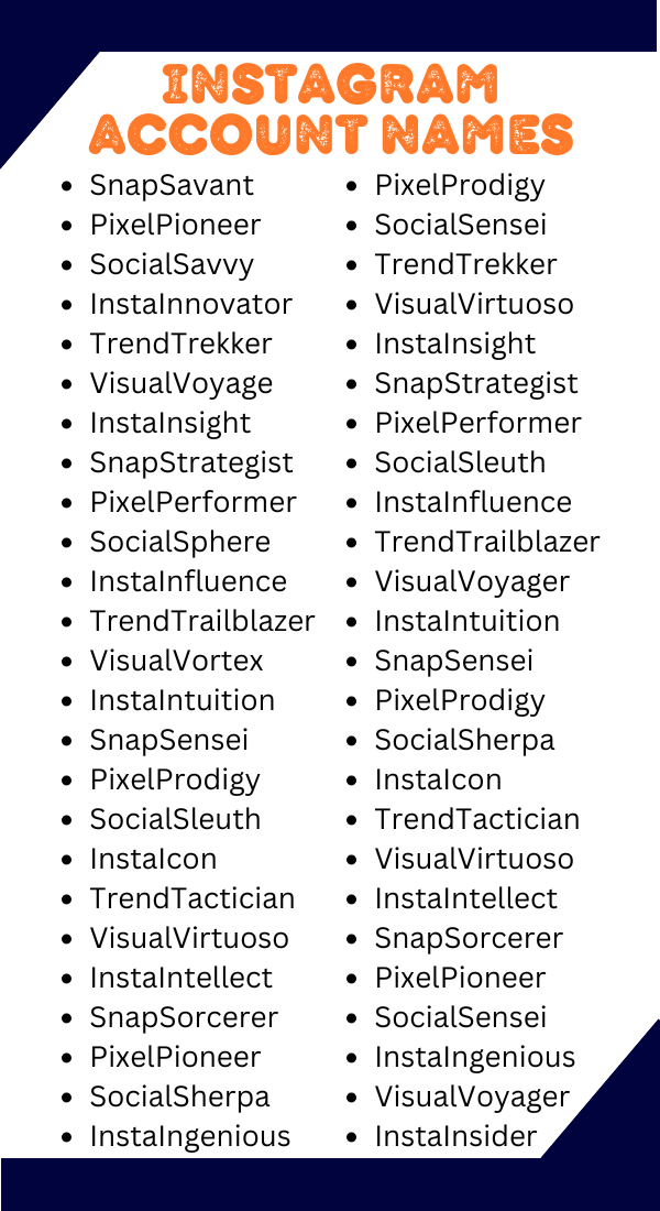 570+ Instagram Account Names Creative Unique Cool & Cute