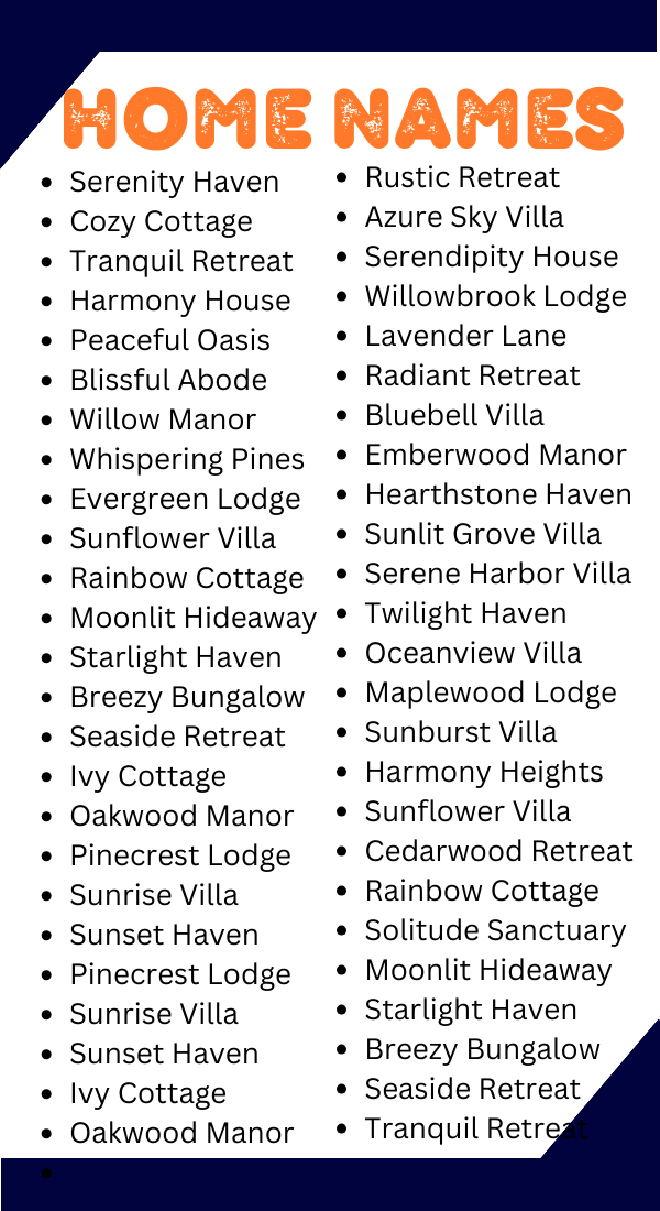 550 Home Names Unique Creative Stylish Cool Funny Cute 550 Home Names Unique Creative Stylish Cool Funny Cute