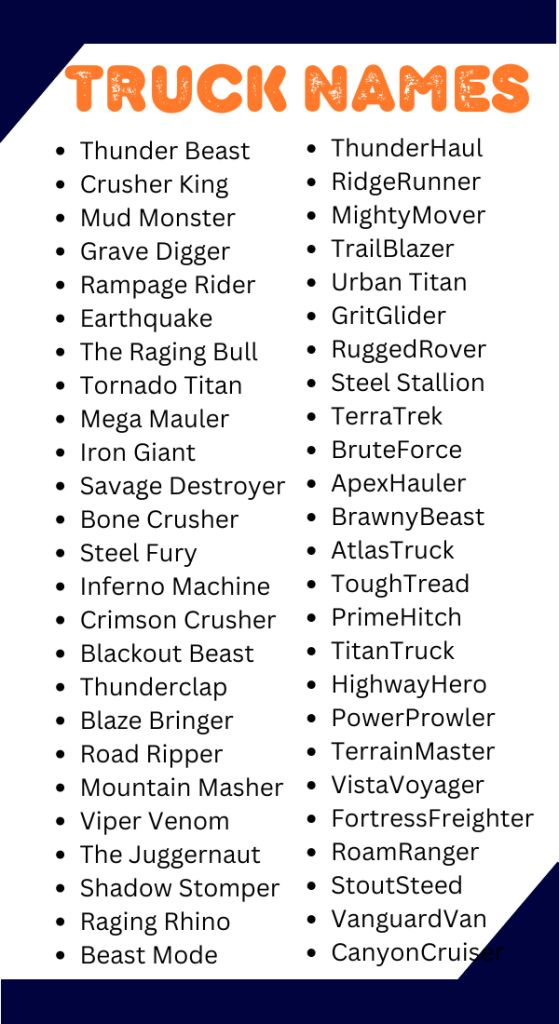 570 Names For A Truck Unique Creative Stylish Funny Cool 570 Names For A Truck Unique Creative Stylish Funny Cool