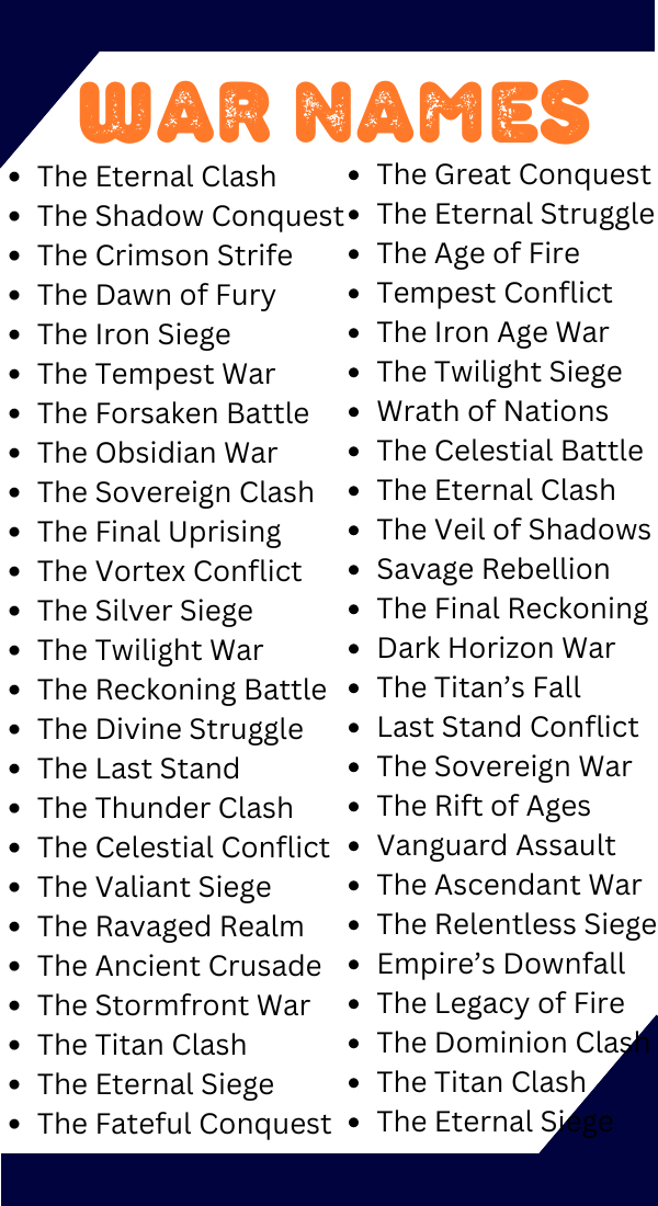 530+ Names For Wars Unique Creative Stylish Cool & Cute